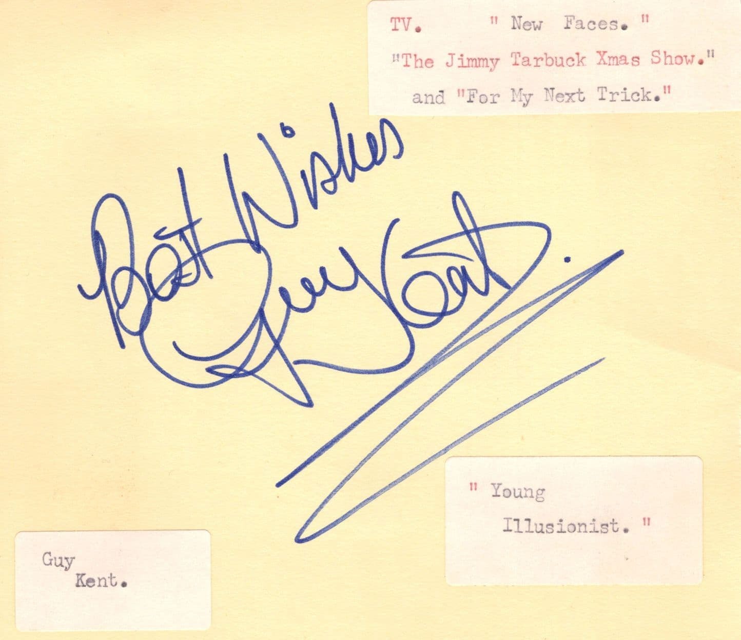 Guy Kent 1970s Child Magician New Faces Hand Signed Autograph | Topics ...
