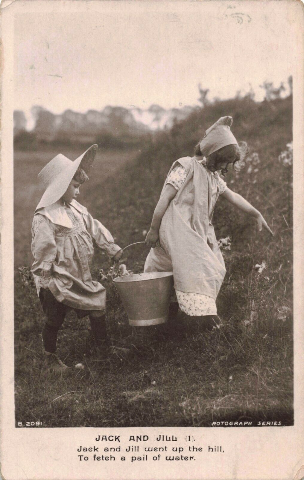 c.1907-15 Real Photo Jack & Jill Pail Water Bonnet Rotograph Co. RPPC ...