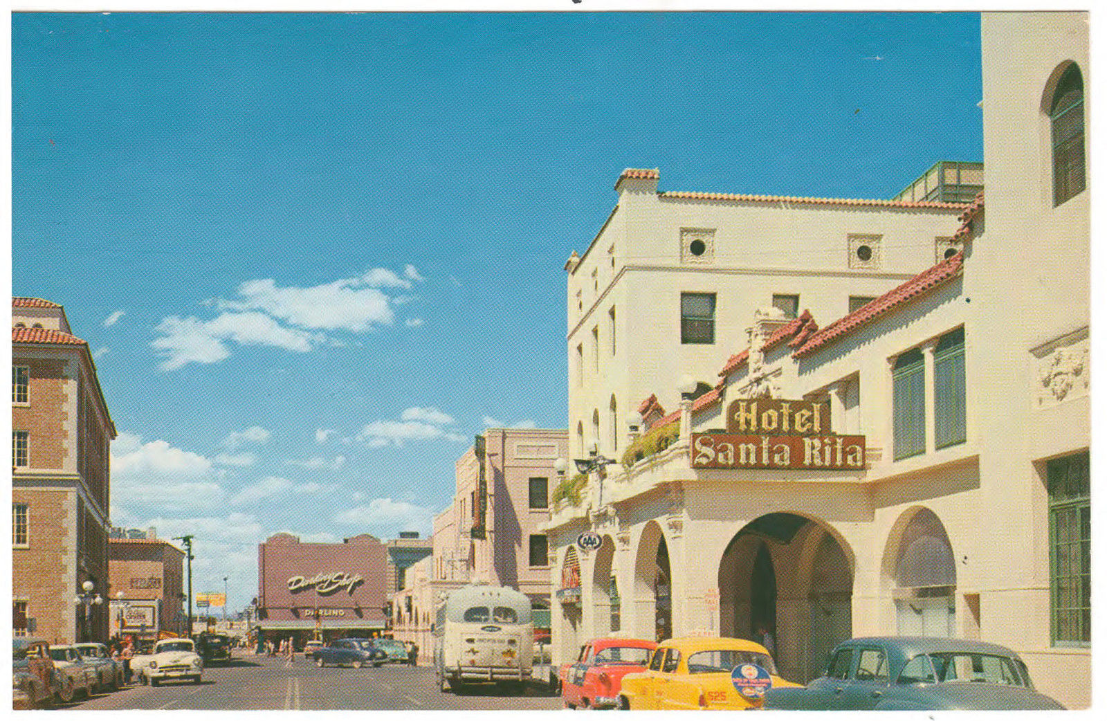 Tucson AZ Scott ST Downtown 1950s Postcard Santa Rita Hotel the Darling ...
