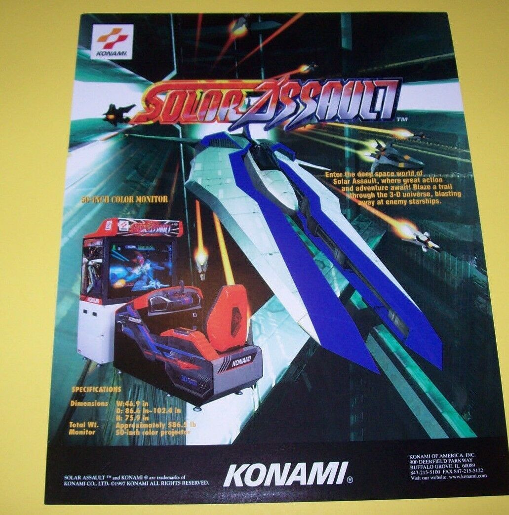Solar Assault Arcade FLYER Original 1997 Unused Video Game Artwork ...