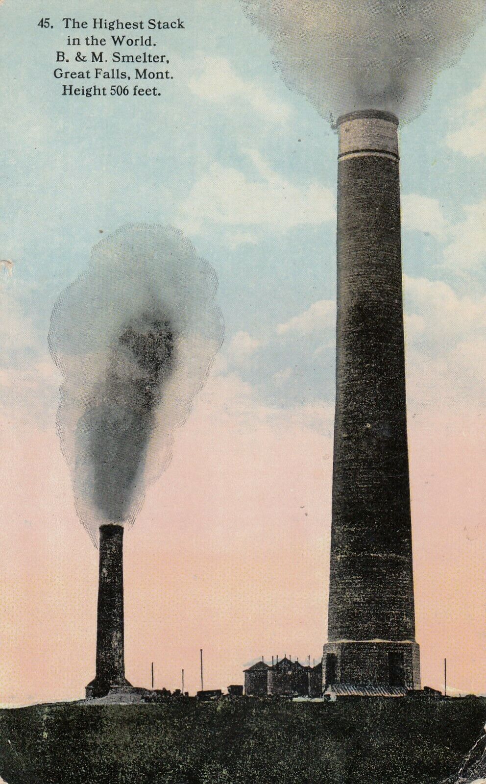 GREAT FALLS , Montana , 1911 ; B.&M. Smelter Stack | United States ...