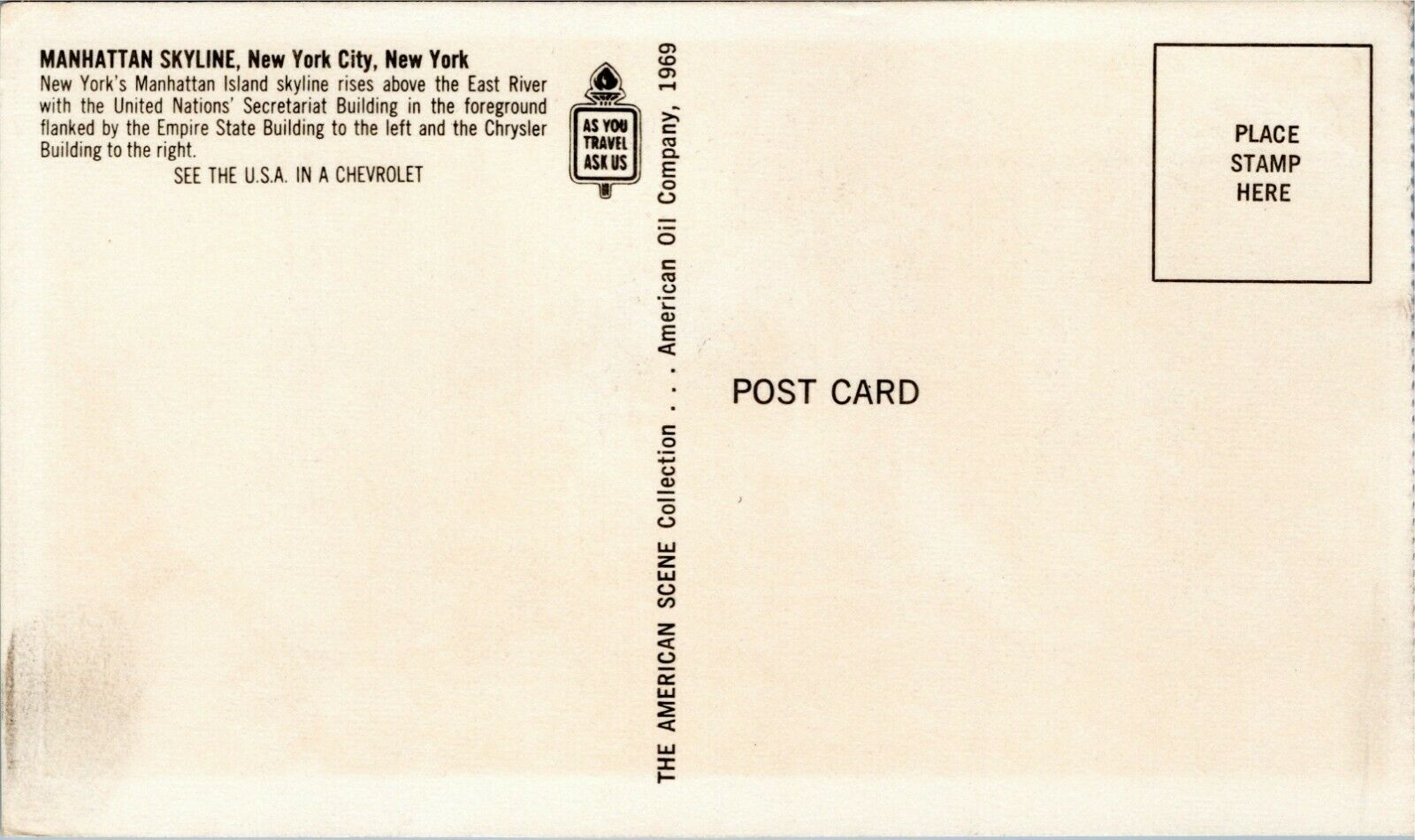 Manhattan Skyline - See the USA in a Chevrolet New York postcard ...