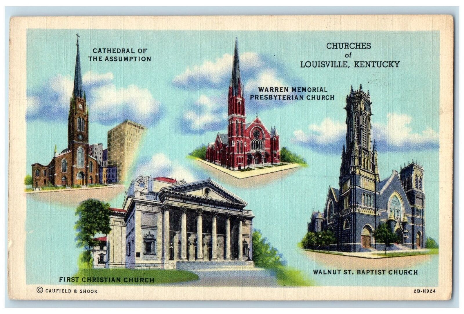 1950 Churches Building & Towers Multiple View Of Louisville Kentucky KY ...