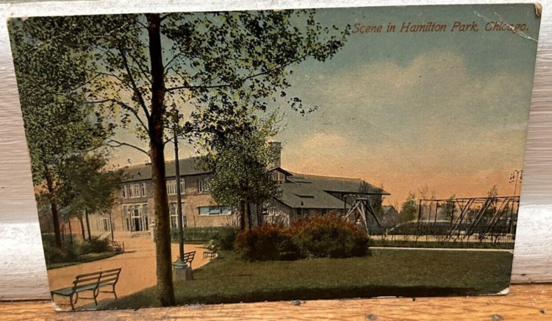 Antique Rare Scene in Hamilton Park Chicago 1914 Historical Postcard ...