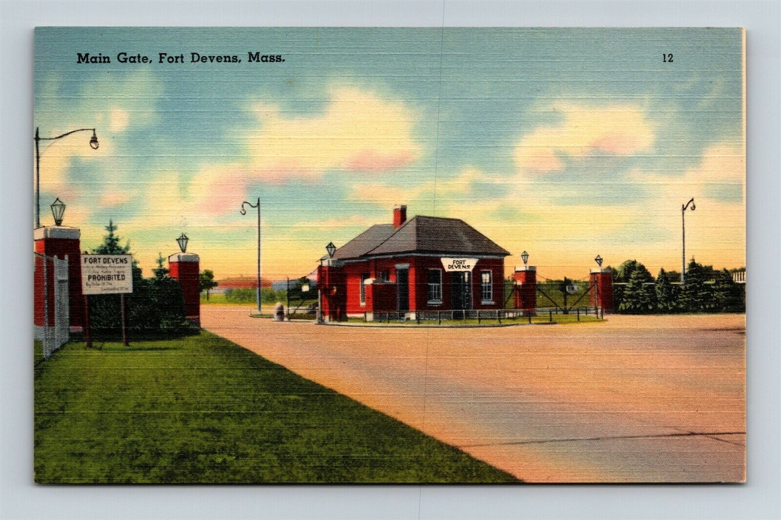 Postcard WW2 Era Fort Devens MA Main Gate Base Entrance Z15 | United ...