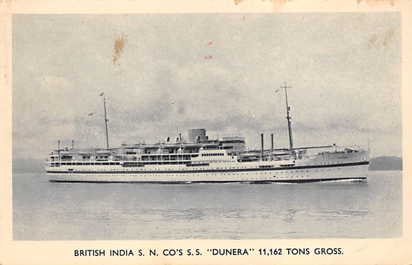 SS Dunera British India Steam Navigation Co Ship Postal Used Unknown ...