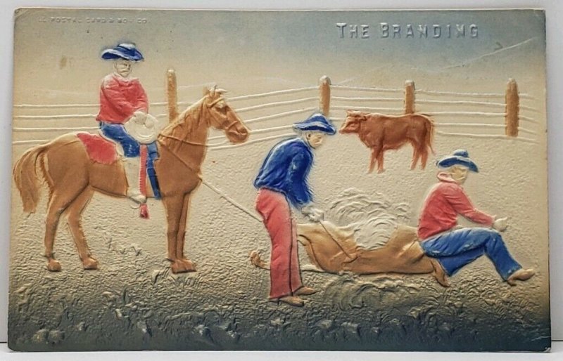 1908 Heavily Embossed Ranching Cowboys Branding Cattle ND to MN ...