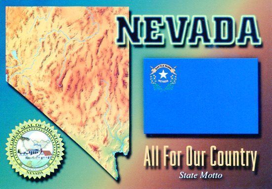 NV: Nevada State Flag/ MAP Postcard | Topics - Maps, Postcard / HipPostcard