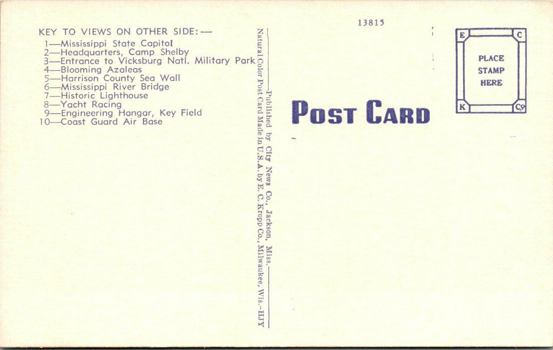 Vintage Postcard MAP of State of Mississippi and Multi-Views Fresh ...