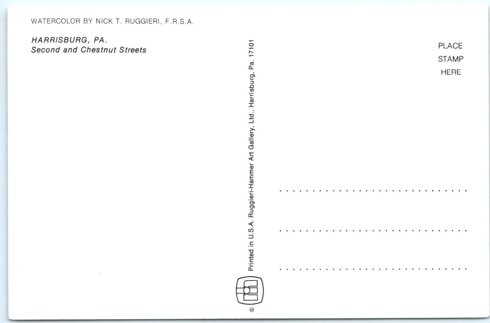 c1970s Harrisburg, PA 2nd Chestnut St North Watercolor Nick Ruggieri ...