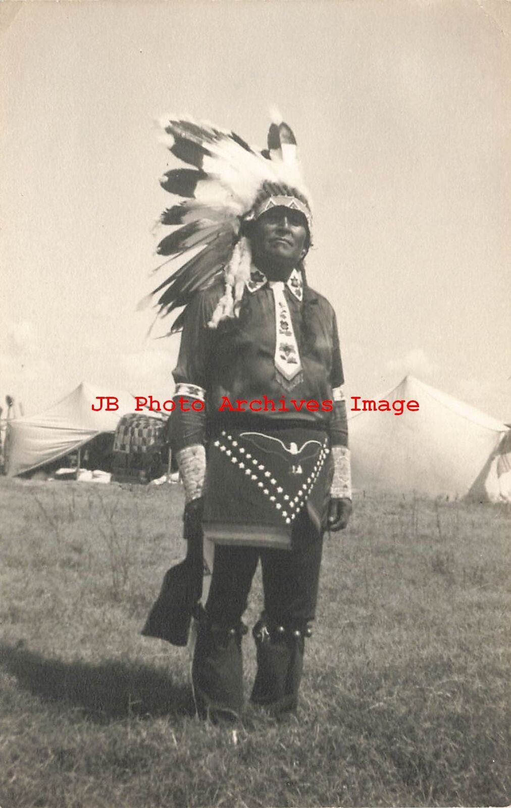 Native American Indian, RPPC, Wearing Costume & Head Dress, Photo ...