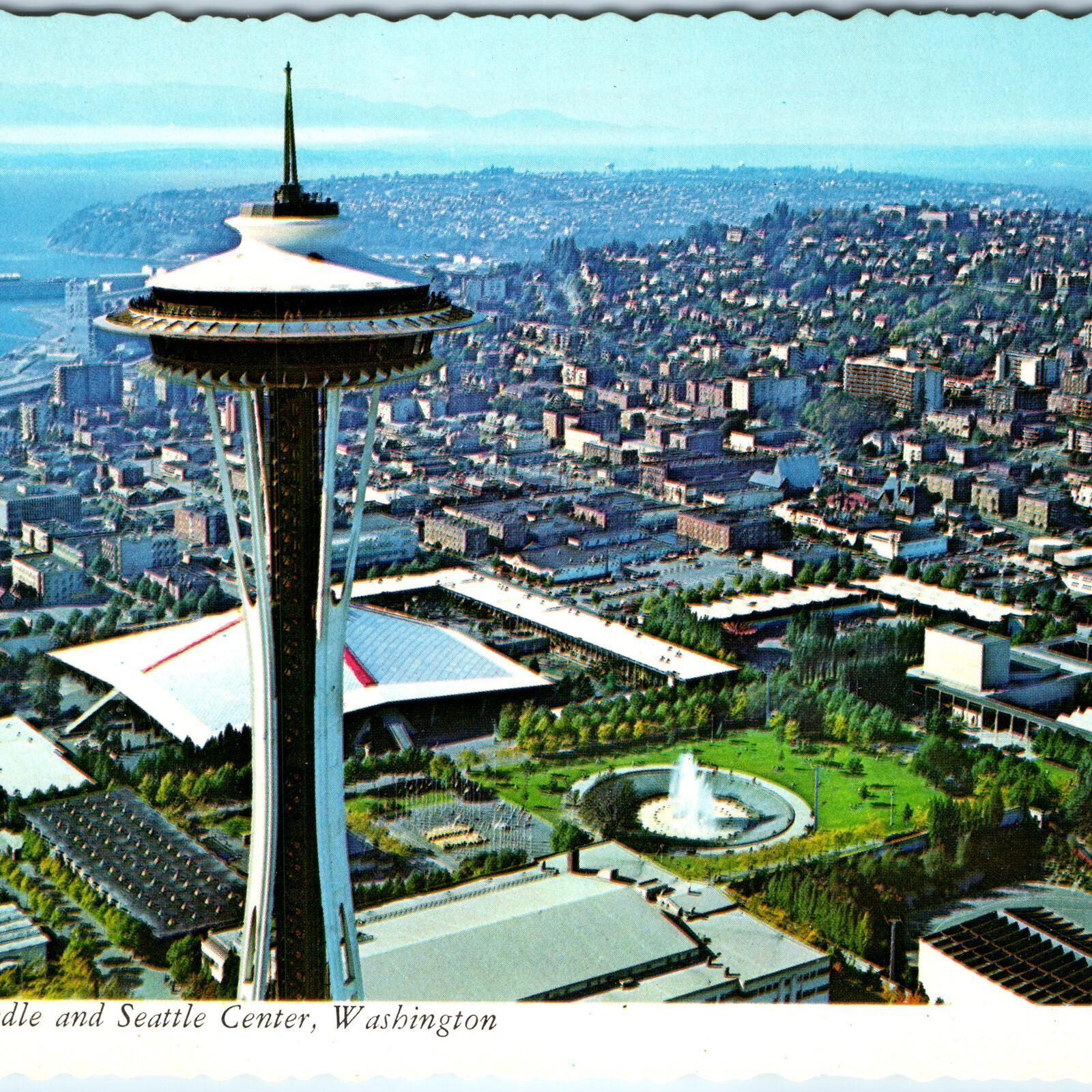 c1970s Seattle, WA Aerial Downtown Space Needle Exhibition Hall ...