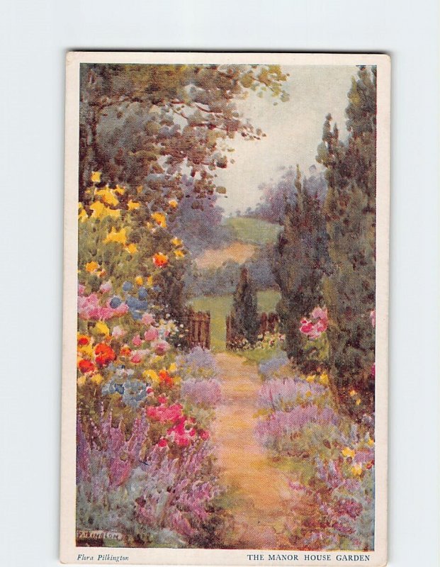 Postcard The Manor House Garden By Flora Pilkington, London, England ...