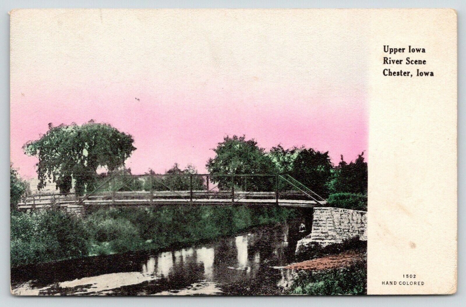 Chester Iowa~Upper Iowa River~Wagon Pony Thru Truss Bridge~Sunset~1910 ...