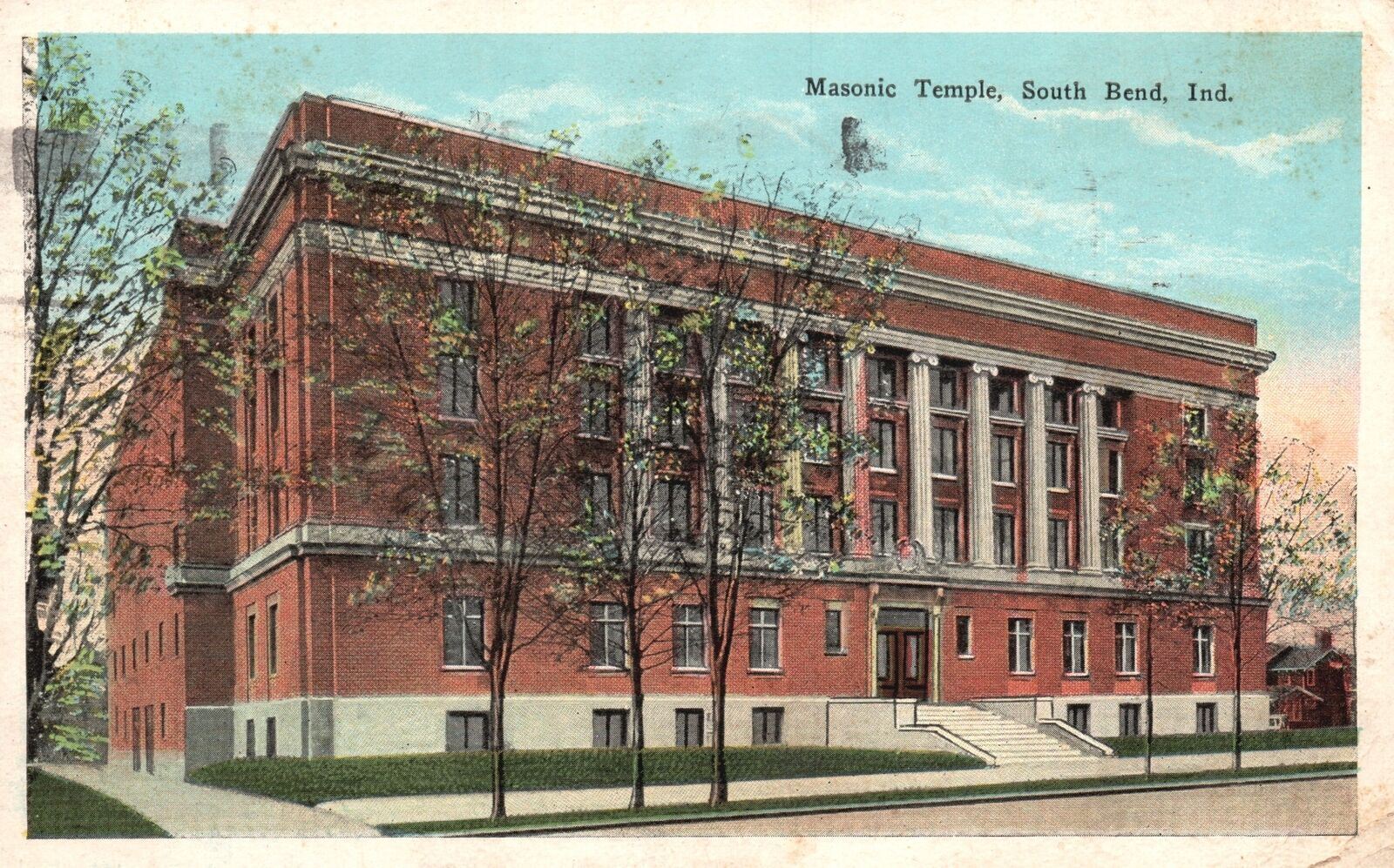 Vintage Postcard 1928 Masonic Temple Historic Building South Bend ...