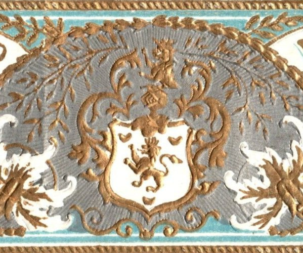 1870s Dresden Label Scrap Pure Linen Coat Of Arms Lion With Crown #6O ...