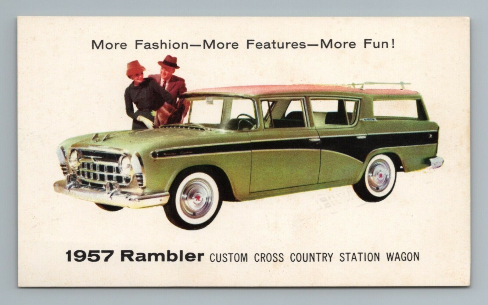 1957 Rambler Custom Cross Country Station Wagon Car Vintage Postcard ...