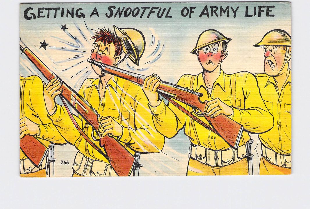 Vintage Postcard WW2 Comic 'Getting a Snootful of Army Life' Soldier ...