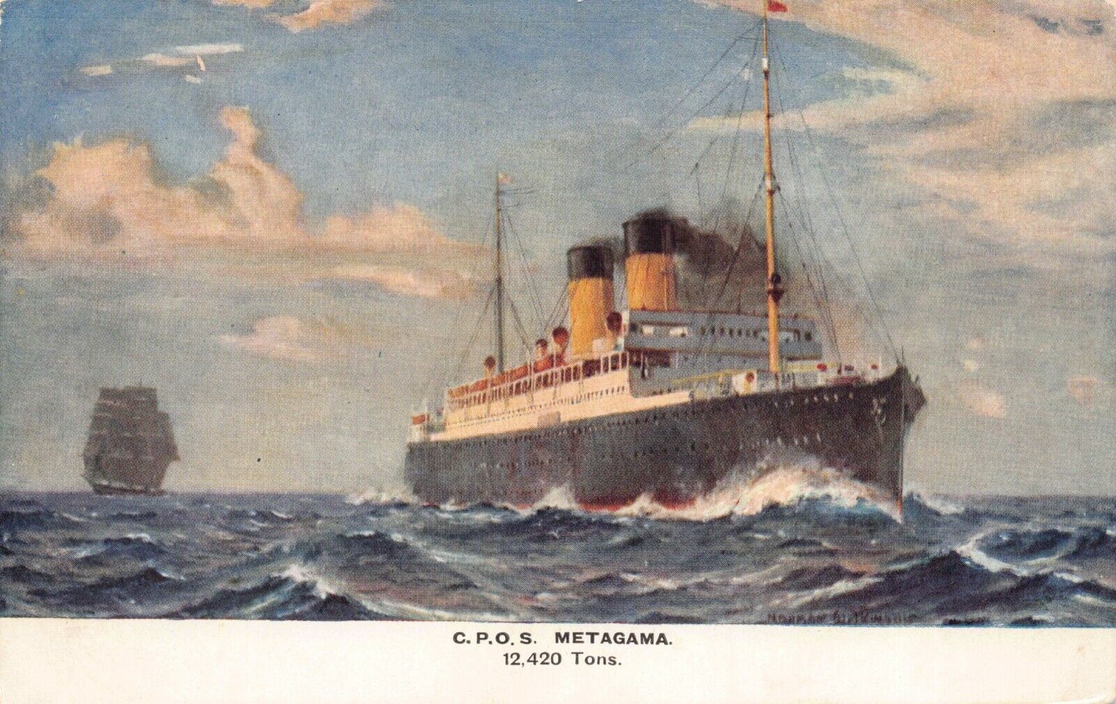 Postcard C.P.O.S. Metagama Steamship Ocean Liner at Sea~127420 | Topics ...