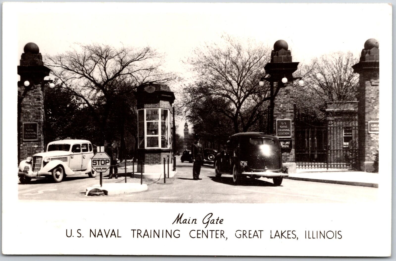 Main Gate U.S. Naval Training Center Great Lakes Illinois Real RPPC ...