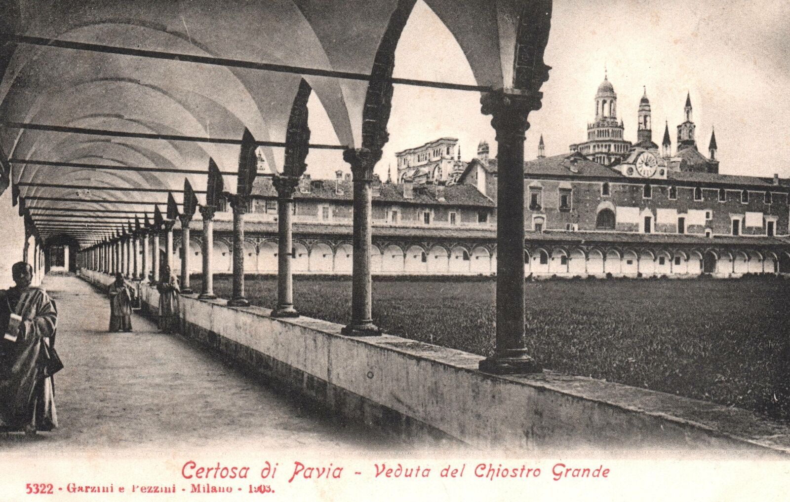Vintage Postcard View of the Large Cloister at the Charterhouse in ...