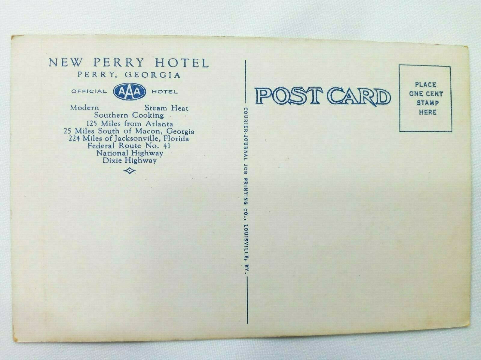 Vintage Postcard New Perry Hotel Perry GA Georgia Along Dixie Highway ...