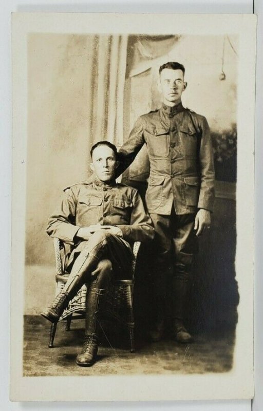 RPPC Military Soldiers Posing for Portrait WW1 Era Real Photo Postcard ...