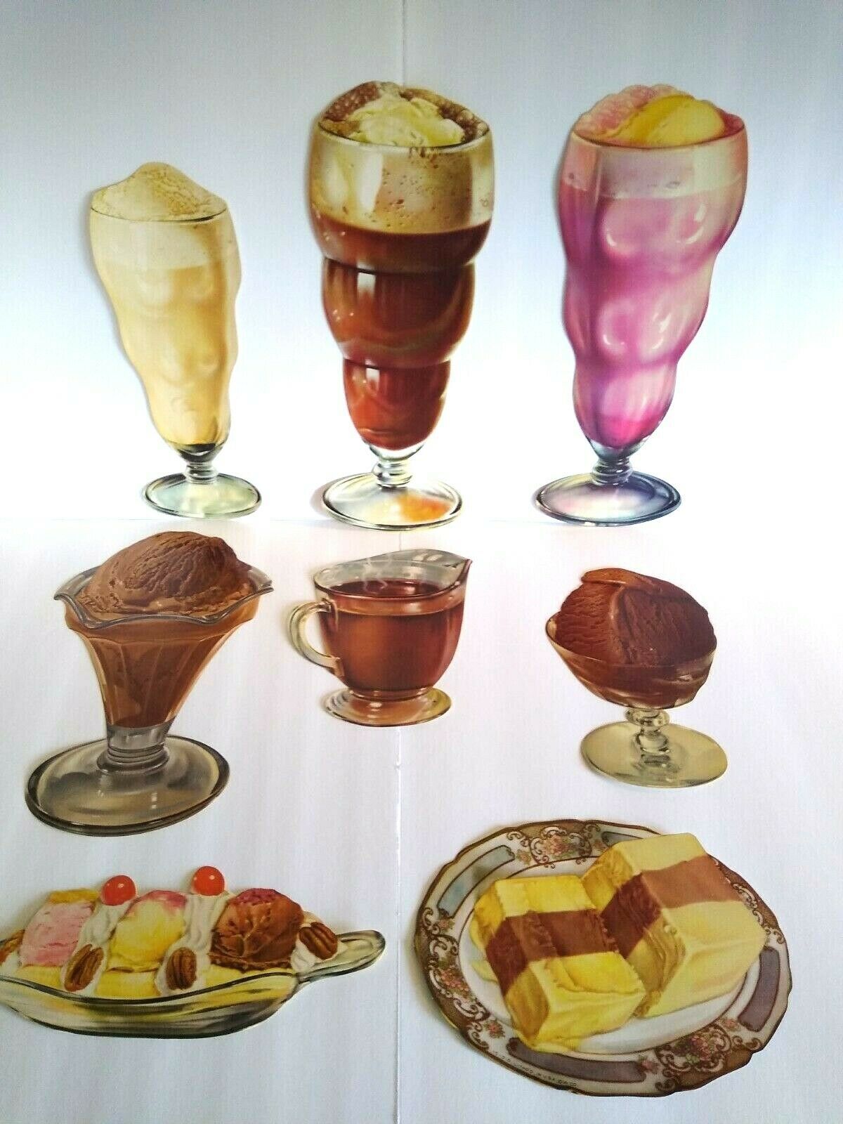 Chocolate Malt Hot Fudge Ice Cream Sundae Paper Signs Vintage 1950s Lot ...