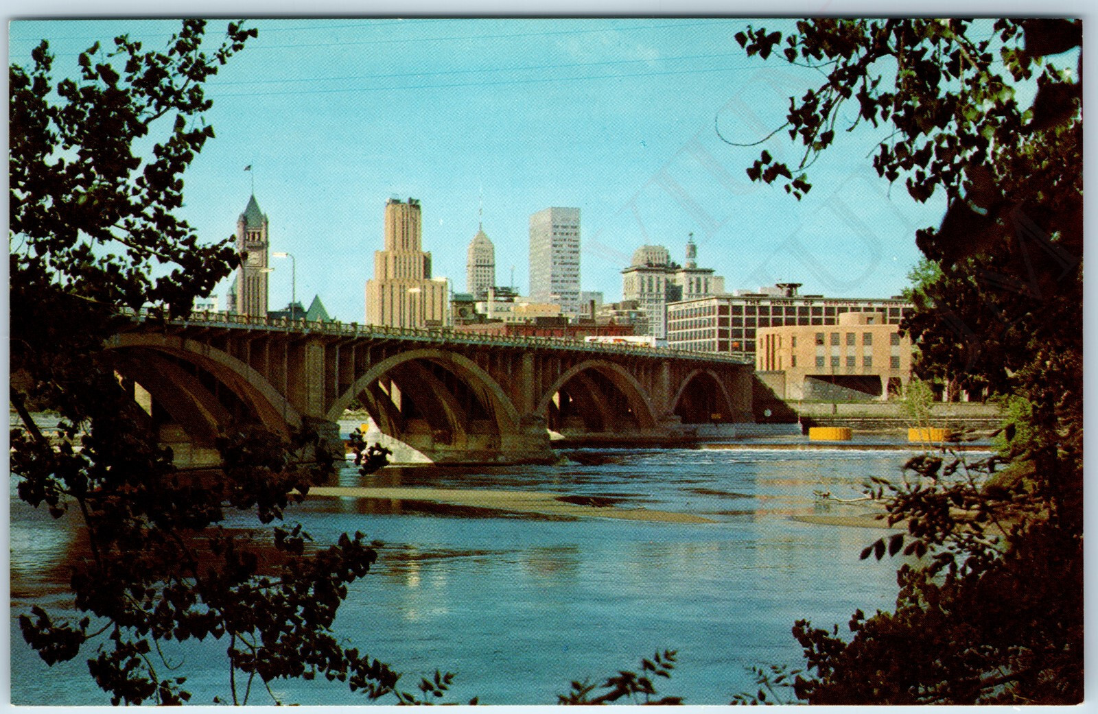 c1960s Minneapolis, Minn. 3rd Avenue Bridge Skyline Concrete Span River ...