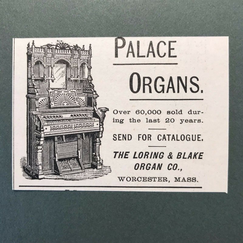 1892 Victorian Print Ad Palace Organs Loring & Blake Organ Co. 2T1-52 ...