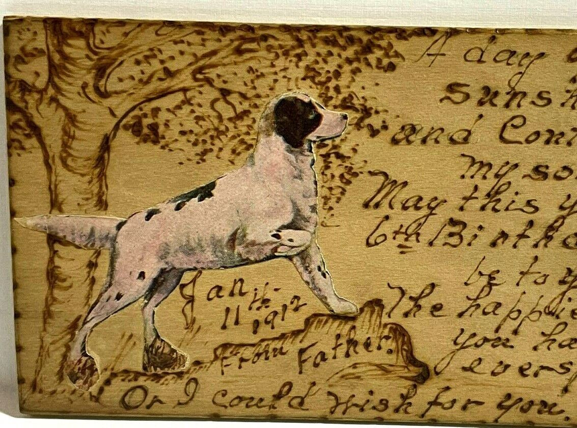 Vintage Antique Wooden Postcard Hunting Dog Pointer Early 1900s ca ...