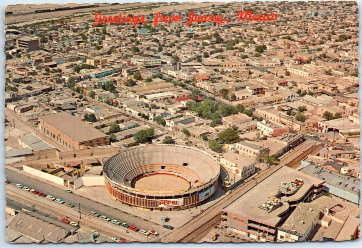 Postcard Juarez Bullring Plaza de Toro Mexico Largest Border City North ...