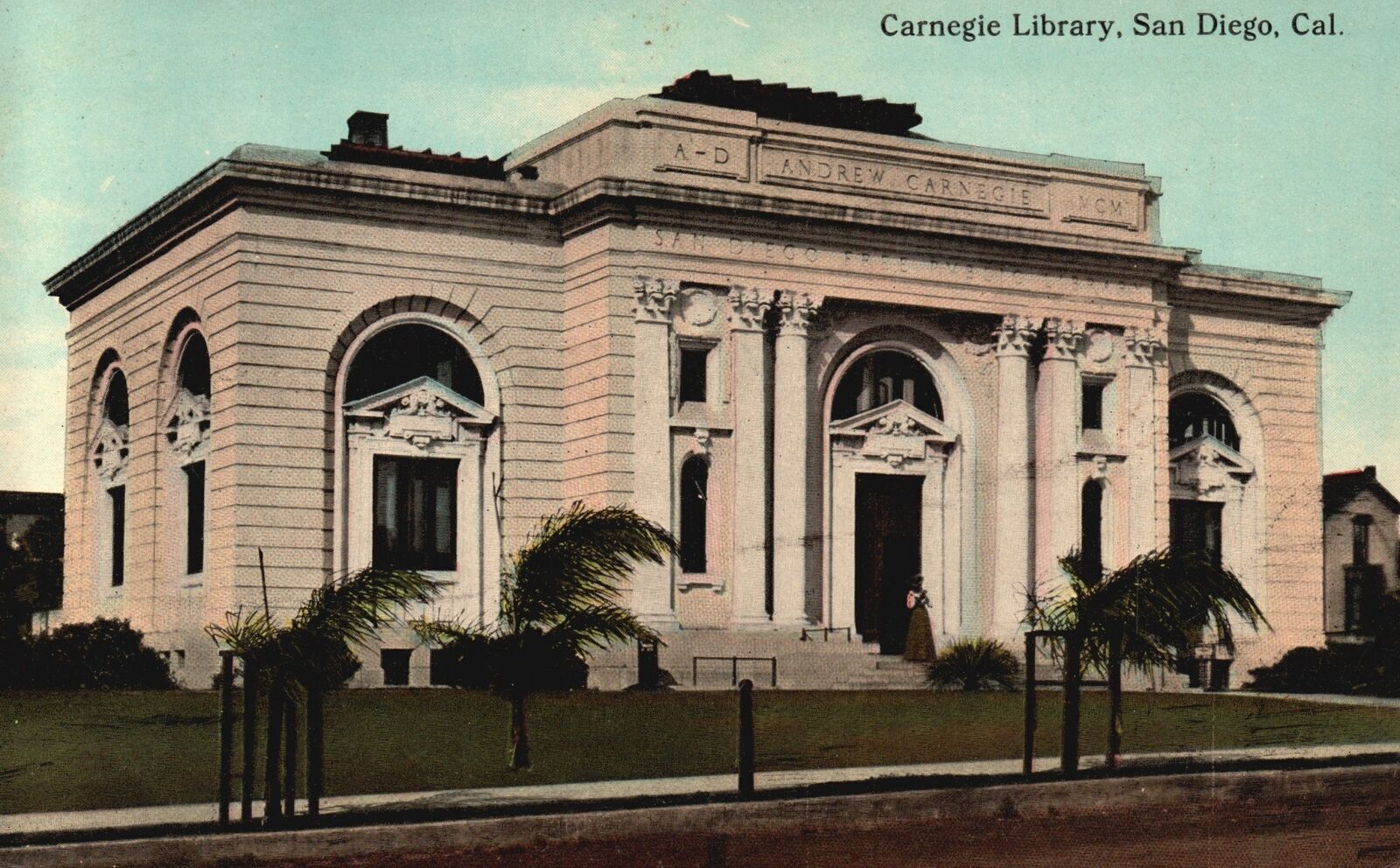 Vintage Postcard Carnegie Library Bldg. Historic Landmark San Diego ...