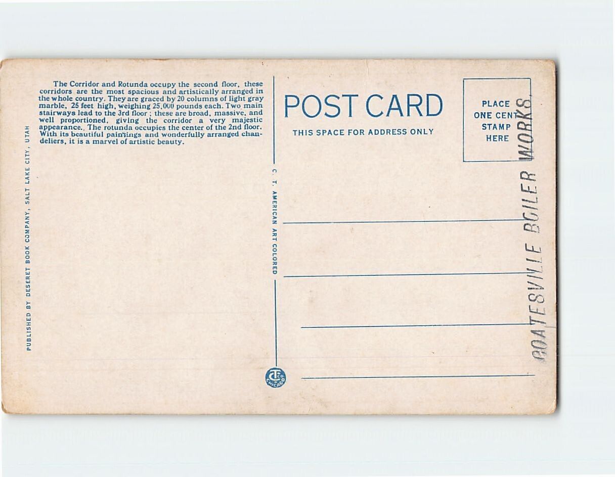 Postcard Corridor And Main Stairways, Utah State Capitol, Salt Lake ...