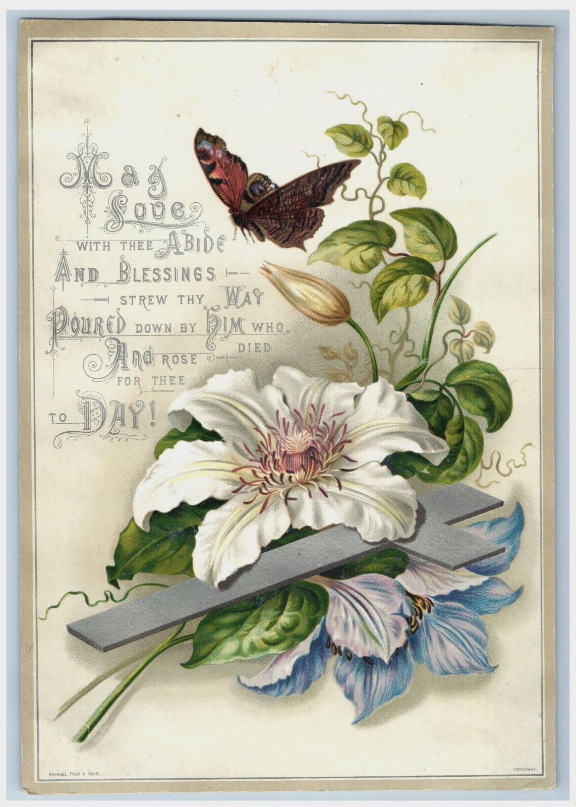1880s Raphael Tuck Easter Card Poem Butterfly Moth Lily Fab! #6E ...