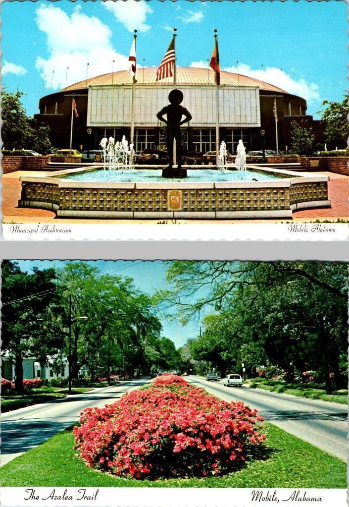 2~4X6 Postcards MOBILE, AL Alabama MUNICIPAL AUDITORIUM~Fountain ...