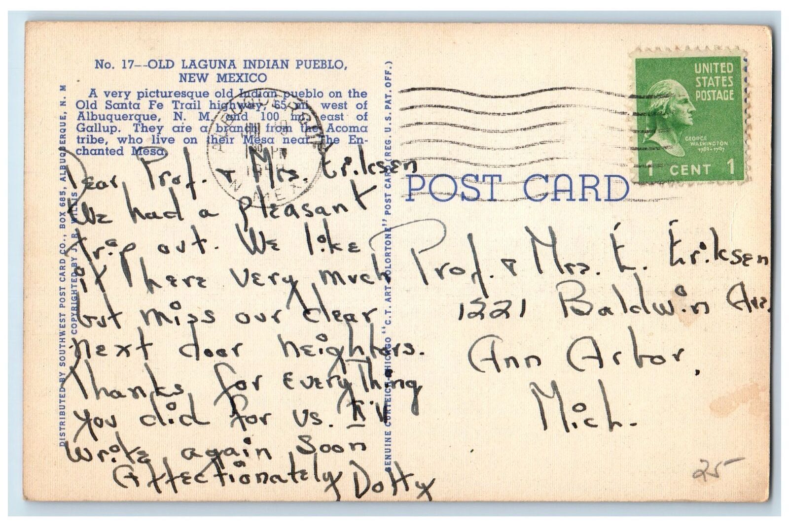 1959 Old Laguna Indian Pueblo Albuquerque New Mexico NM Posted Vintage ...