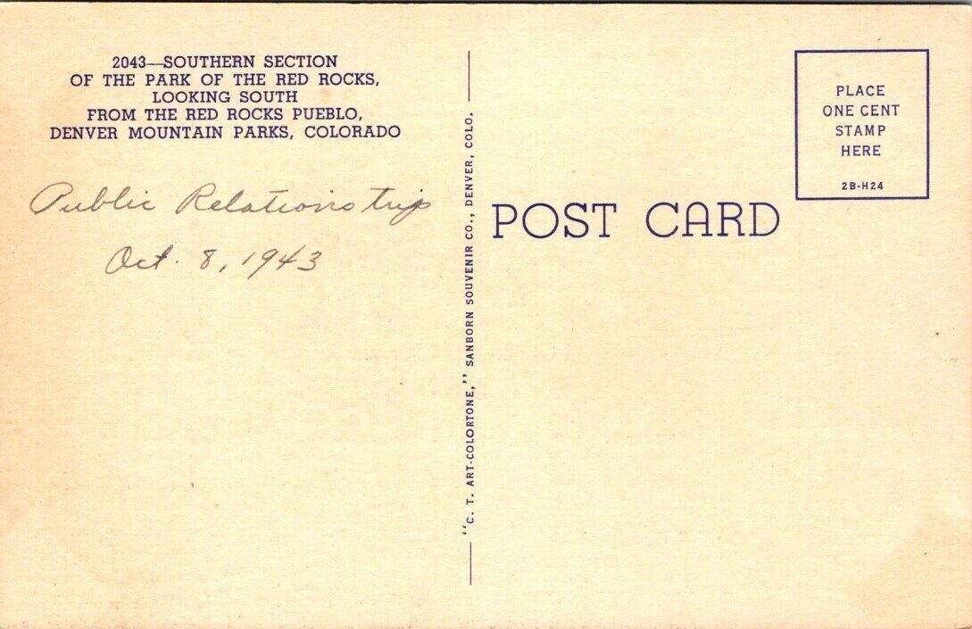 Vintage Colorado Postcard - Red Rocks Amphitheatre - Denver Mountain ...