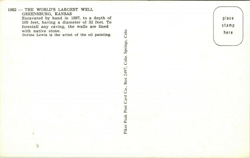Worlds Largest Hand Dug Well Greensburg Kansas KS UNP Chrome Postcard ...