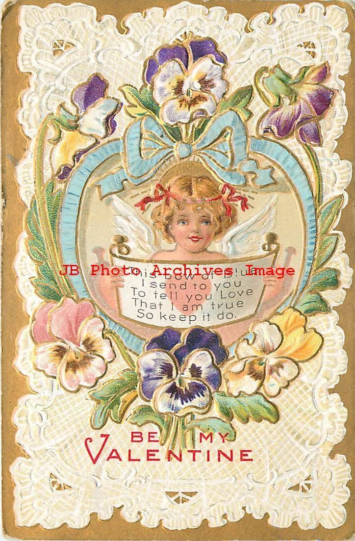 Valentine Day, Nash Heart Series No 2-2, Cupid Reading Poem, Pansies ...