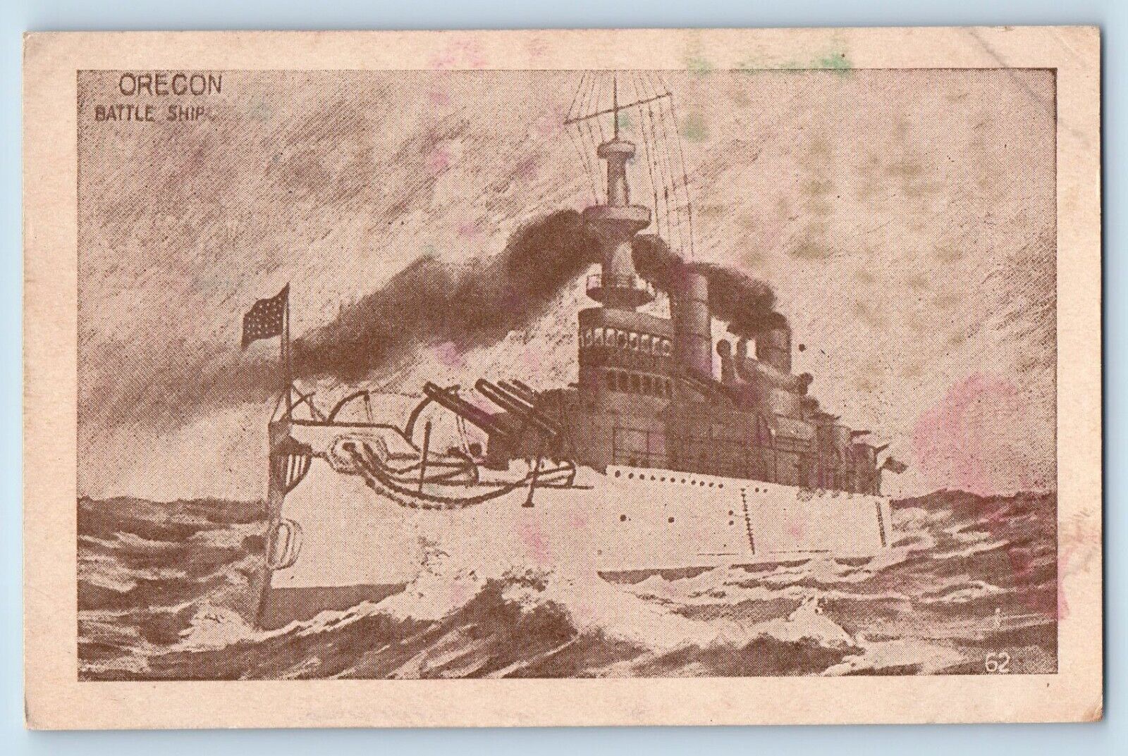 Oregon Postcard Battle Ship Steamer Warship Exterior 1908 Vintage ...