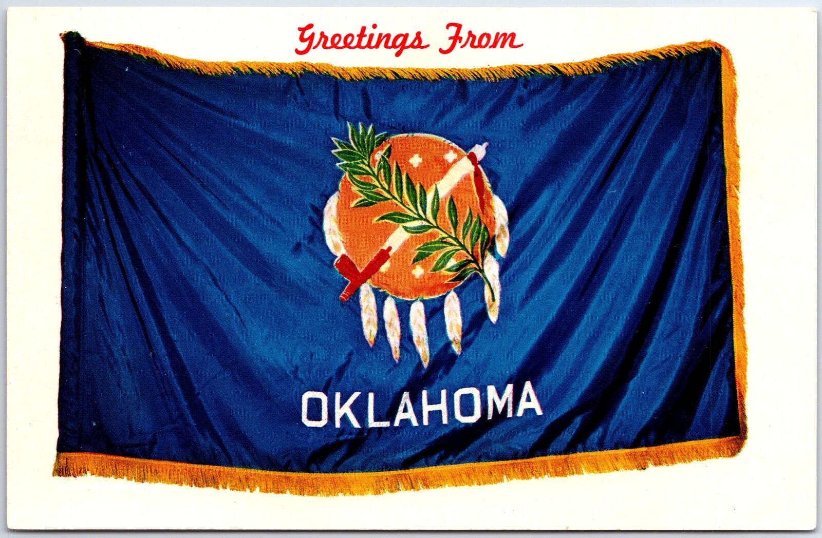 Vintage Postcard the Oklahoma State Flag With Osage Warrior Buckskin ...