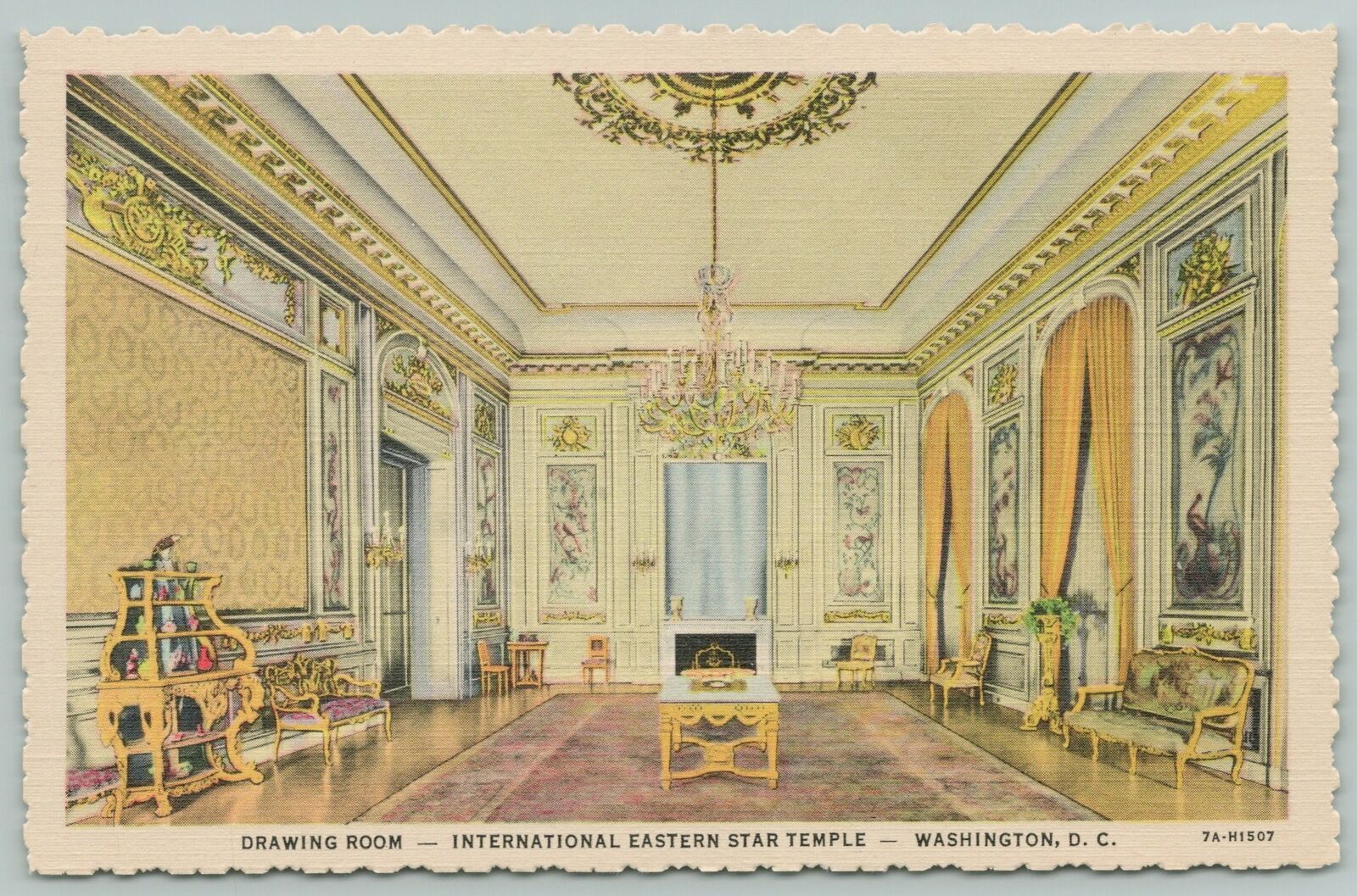 Washington DC~Eastern Star Temple Drawing Room~1940s Linen Postcard ...