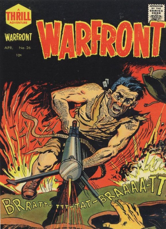 Warfront Brat 1950s Comic Book Machine Gun Soldier Postcard | Topics ...