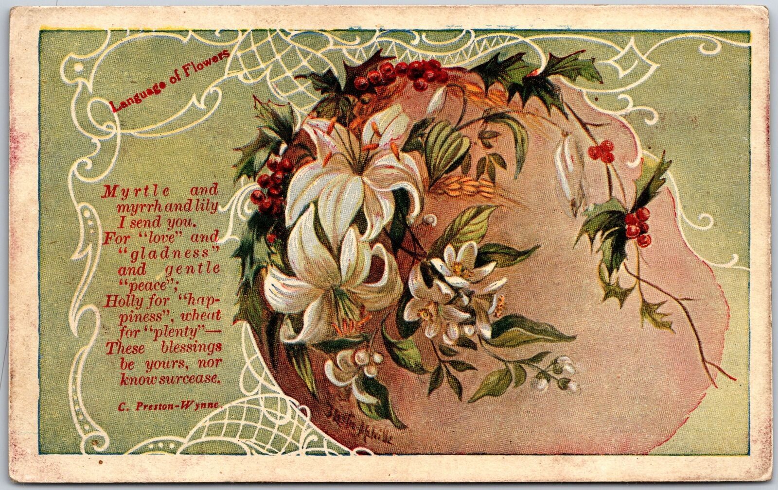 1905 Flower Language of Flowers with Message Greetings & Wishes Posted ...