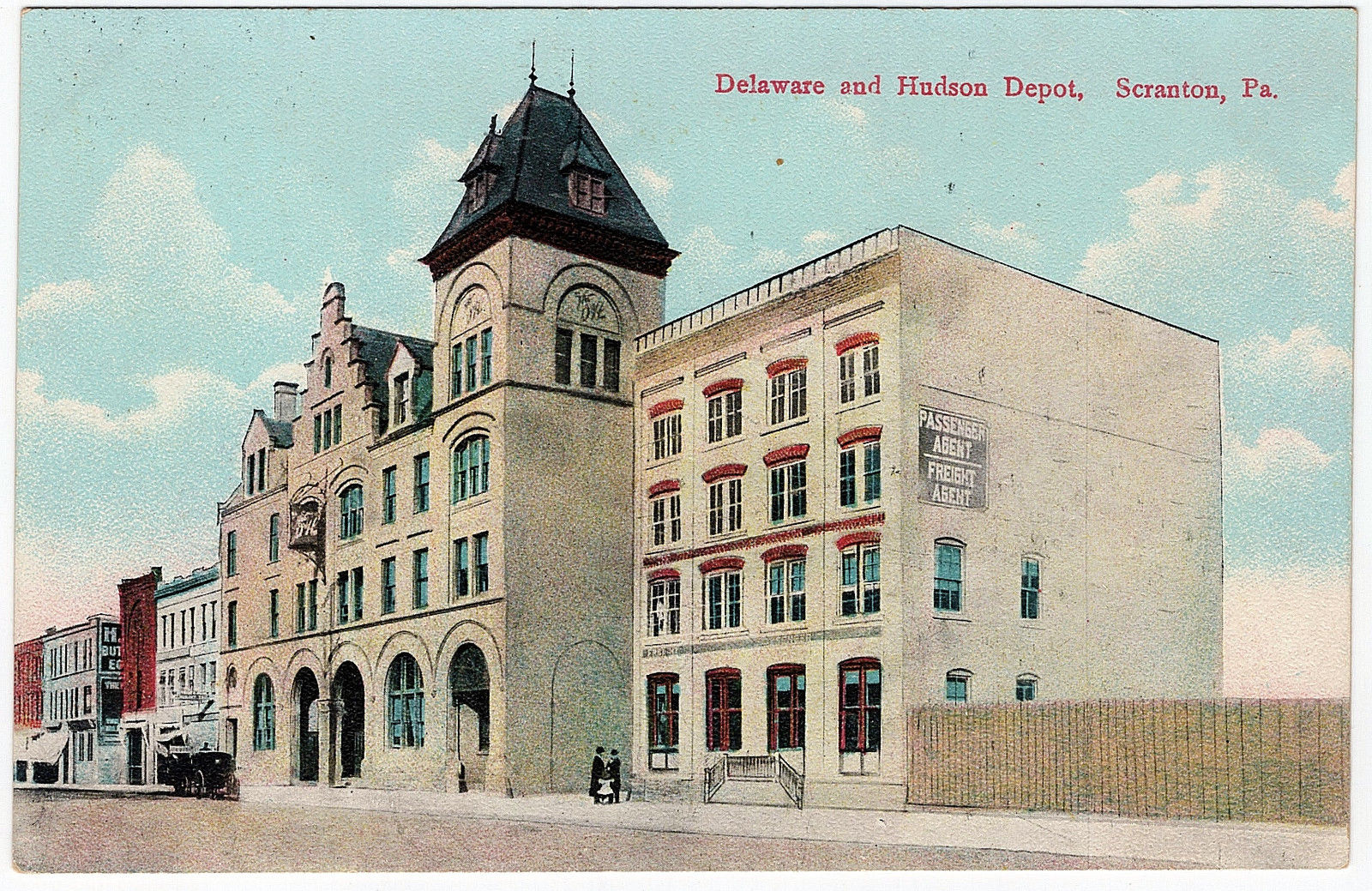 1907 Scranton PA Delaware and Hudson Depot RR Railroad Train Station DB ...