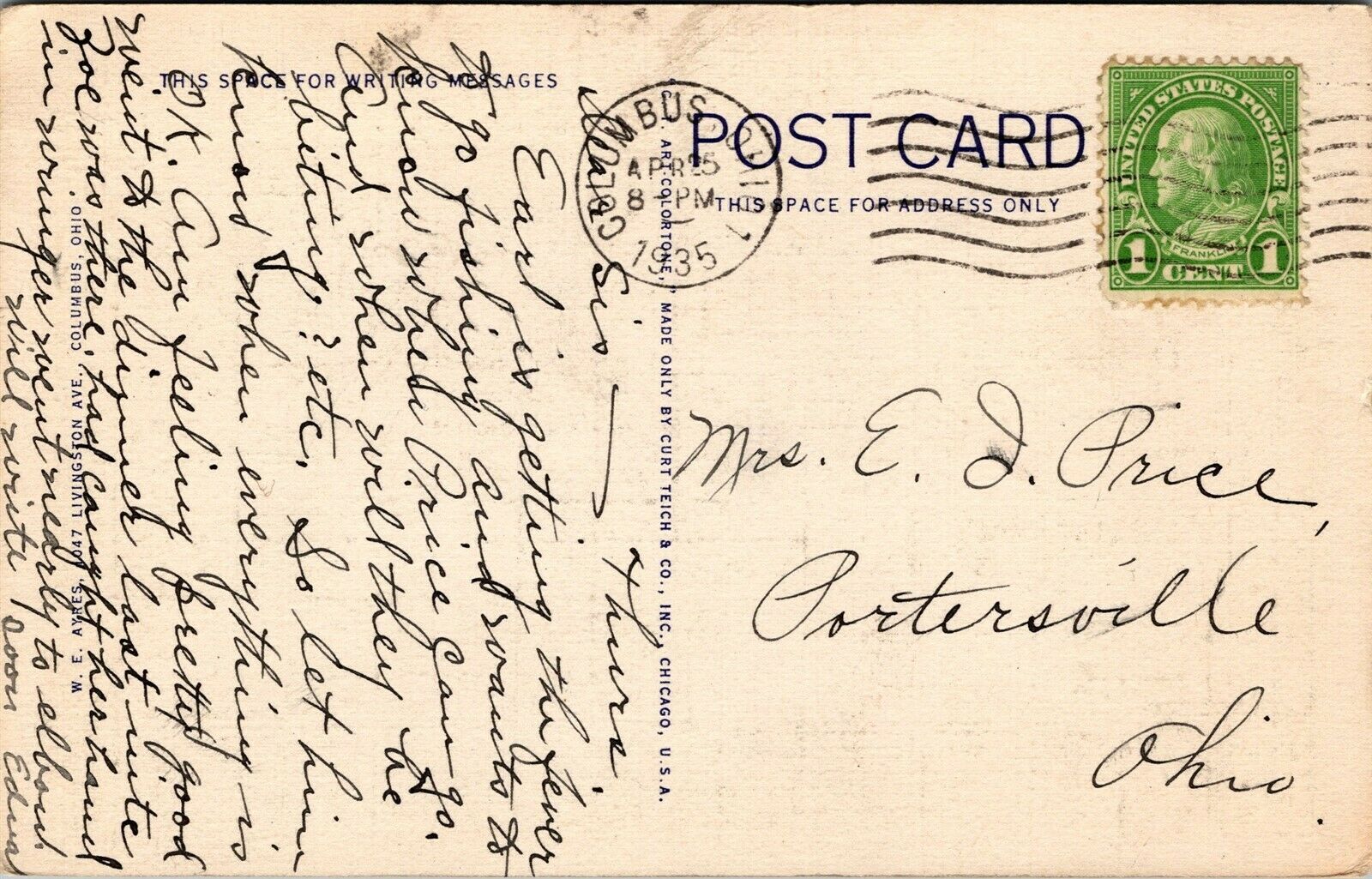 Vtg Columbus OH Gymnasium Natatorium Ohio State University 1930s Linen ...