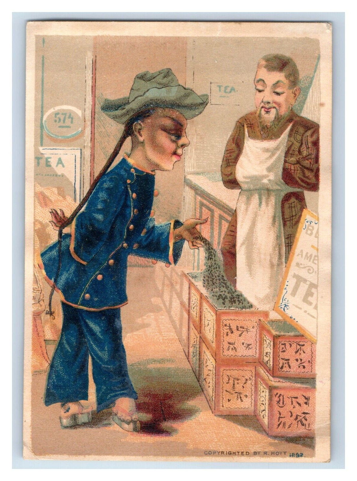 1880s-90s Victorian Trade Card China Tea Store Chinese Man Long Braid ...