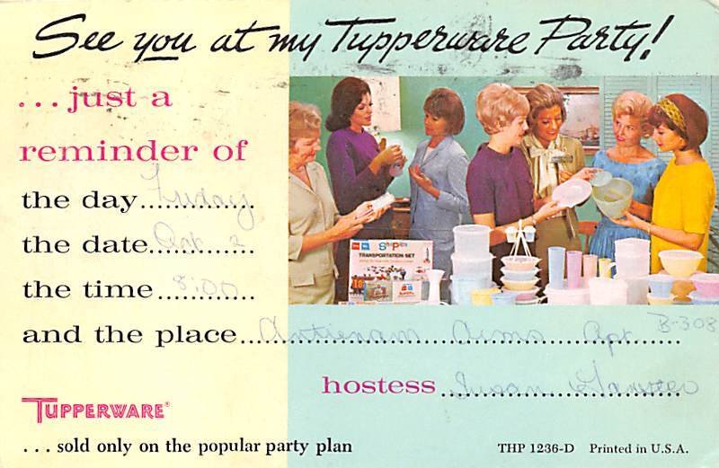 Tupperware Jel-ette set Invitation Advertising Writing on Back | Topics ...