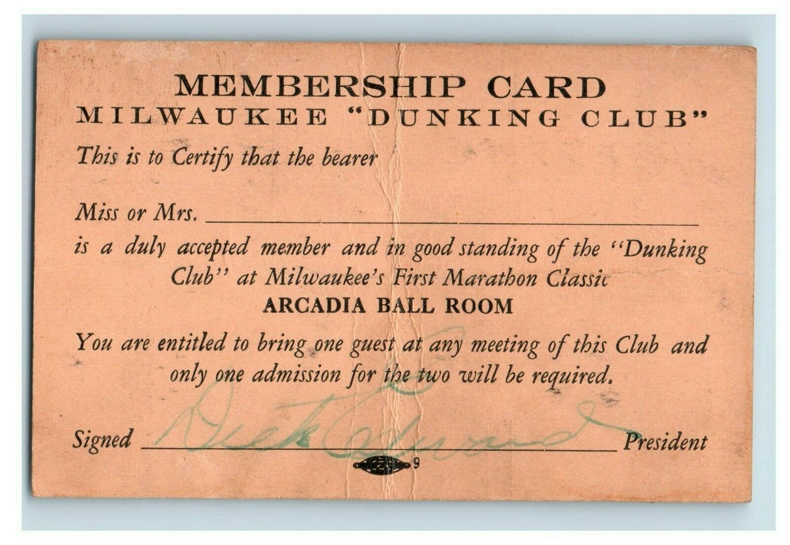 1920s-30s Milwaukee Dance Marathon Classic Arcadia Ball Room Membership ...